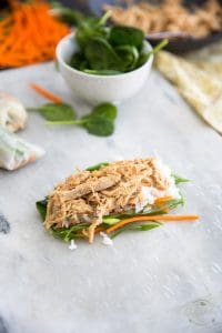 Chicken Spring Rolls with Creamy Peanut Sauce – THF